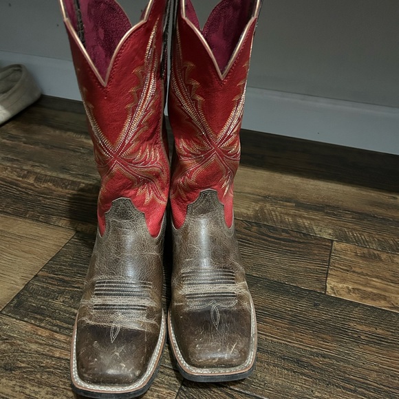 Ariat | Shoes | Ariat Brown And Red Cowboy Boots | Poshmark